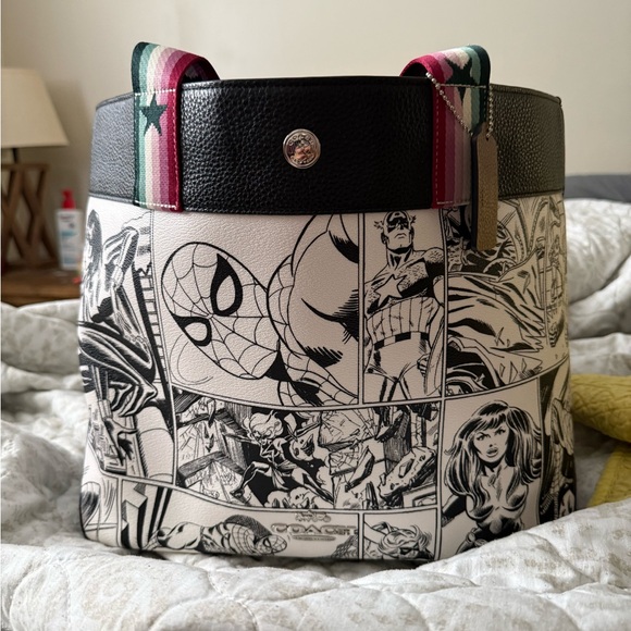Coach | Bags | Coach X Marvel Limited Edition Comic Print Leather Tote ...
